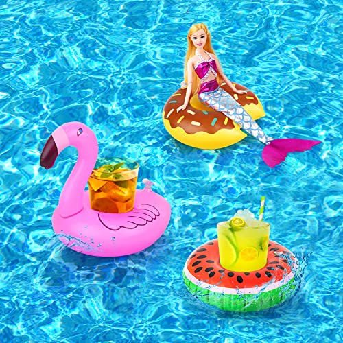 ZITA ELEMENT 9 Pcs Cute 11.5 Inch Girl Doll Float Swimming Pool Floaties Party Ring Inflatable Drink Holder for 11.5" Girl Dolls Pool Float Toys