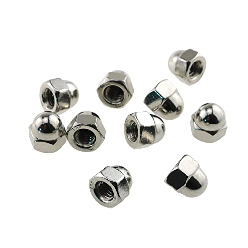 E-outstanding 10pcs Stainless Steel Hex Acorn Cap Nut Decorative Round Head Cover Dome, 1/4-20