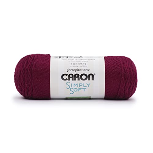 Caron Simply Soft Burgundy Yarn - 3 Pack of 170g/6oz - Acrylic - 4 Medium (Worsted) - 315 Yards - Knitting, Crocheting & Crafts