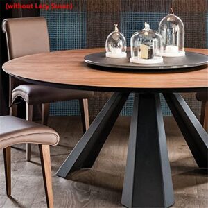 LAKIQ Minimalist Dining Table Brown Kitchen Table Solid Wood Round Table Metal Legs-Without Lazy Susan(35.4" L x 35.4" W x 29.5" H)