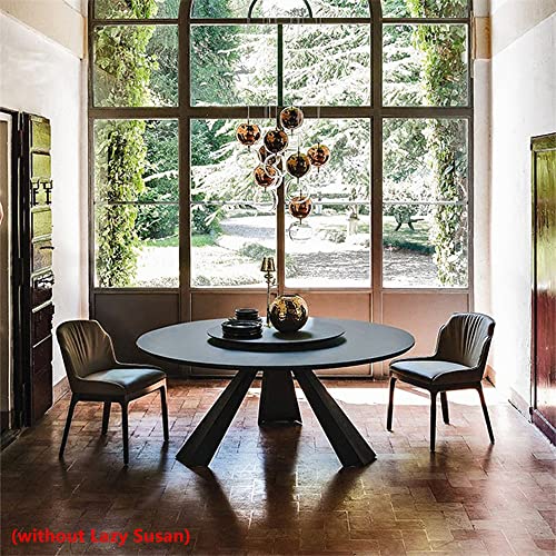 LAKIQ Minimalist Dining Table Brown Kitchen Table Solid Wood Round Table Metal Legs-Without Lazy Susan(35.4" L x 35.4" W x 29.5" H)