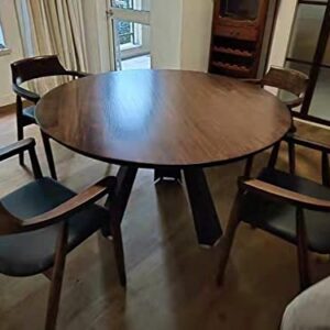 LAKIQ Minimalist Dining Table Brown Kitchen Table Solid Wood Round Table Metal Legs-Without Lazy Susan(35.4" L x 35.4" W x 29.5" H)