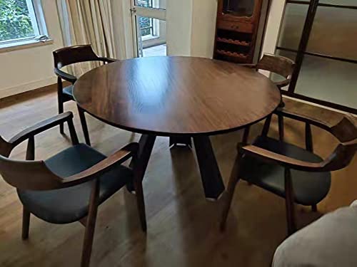 LAKIQ Minimalist Dining Table Brown Kitchen Table Solid Wood Round Table Metal Legs-Without Lazy Susan(35.4" L x 35.4" W x 29.5" H)