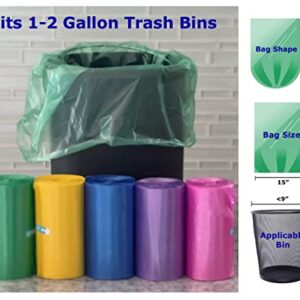 1.2 Gallon Small Trash Bags (420 Count) CCLINERS 1 Gallon Garbage Bags 5l Bathroom Trash Can Liners (420 Bags, 6 Colors)