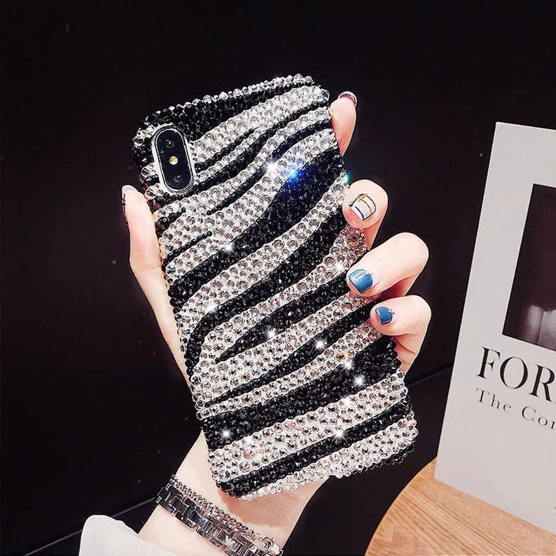 Crystal Rhinestone Phone Cases Bling Sparkle Phone Cases Fuchsia/Black Strips Zebra crystal Phone Cases Customize Gifts