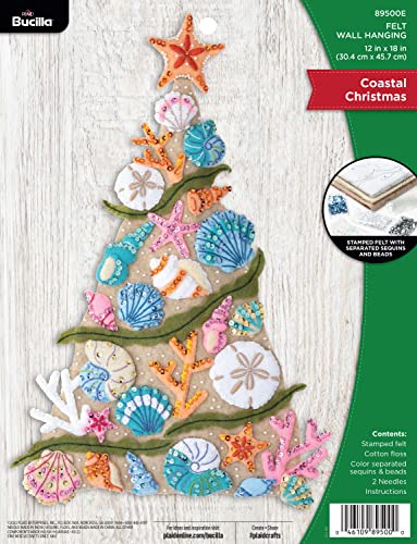 Bucilla Felt Applique Wall Hanging Kit, Coastal Christmas, Perfect for DIY Arts and Crafts, 89500E