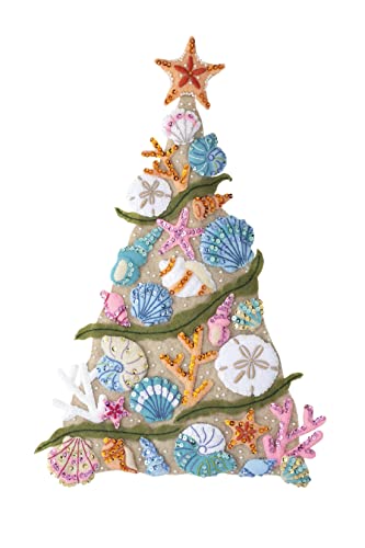 Bucilla Felt Applique Wall Hanging Kit, Coastal Christmas, Perfect for DIY Arts and Crafts, 89500E