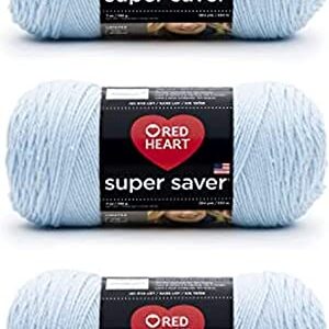 Red Heart Super Saver Light Blue Yarn - 3 Pack of 198g/7oz - Acrylic - 4 Medium (Worsted) - 364 Yards - Knitting/Crochet