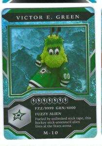 victor e. green 2021-22 upper deck mvp mascot gaming card #m-10 card dallas stars hockey