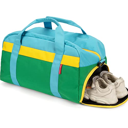 HawLander Kids Duffle Bag for Boys or Girls, Fit School Practice, or Overnight Travel (Green)