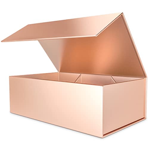 Gift Box Rose Gold with Magnetic Closure Lid 10" X 6" X 3" Gift Box for Presents,Luxury for Gift Packaging, Bridesmaid Gifts Box, Magnetic Gift Box for Gifts, Cute Box,Birthday Gift Box,Christmas Gift Box(Rose Gold)