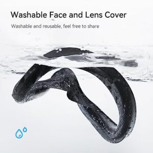 KIWI design Upgraded Face Cushion Cover and Washable Lens Cover Compatible with Quest 2 Accessories, Full-Wrapped Light Blocking Silicone Face Pad Cover