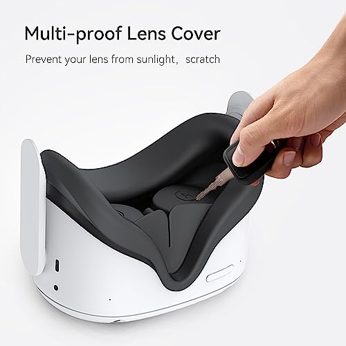 KIWI design Upgraded Face Cushion Cover and Washable Lens Cover Compatible with Quest 2 Accessories, Full-Wrapped Light Blocking Silicone Face Pad Cover