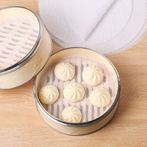 Silicone Steamer Liners Dehydrator Sheets, Famolay 6Pcs Bamboo Steamer Liner 10 Inch Fruit Dehydrator Non stick Reusable Mesh Baking Mat for Fruit Dryer Steamed Buns Dumplings Baking Supplies