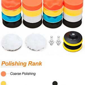 3 Inch Buffing and Polishing Pads Kit 11PCS Buffing Pads with Drill Adapter Foam Polisher Pad for Car Waxing