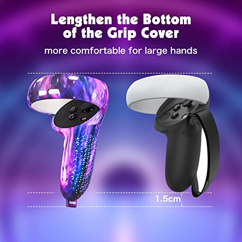 Relohas Accessories for Oculus Quest 2, VR Accessory Set for Meta Quest 2, Include Controller Grip Leather Cover, VR Shell Cover, Face Cover, The Best Gifts for Christmas and Halloween(Galaxy Purple)