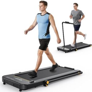 urevo 2 in 1 under desk treadmill, 2.5hp folding electric treadmill walking jogging machine for home office with remote control