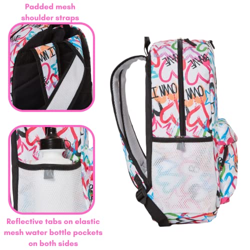 CLUB LIBBY LU Empowerment Heart Love Backpack Set for Girls, 16 inch, 6 Pieces - Includes Foldable Lunch Bag, Water Bottle, Scrunchie, & Pencil Case