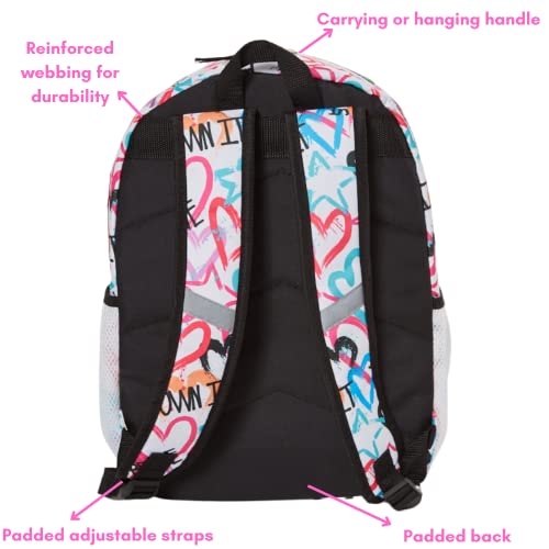 CLUB LIBBY LU Empowerment Heart Love Backpack Set for Girls, 16 inch, 6 Pieces - Includes Foldable Lunch Bag, Water Bottle, Scrunchie, & Pencil Case