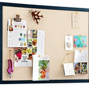 Miratino Bulletin Board 23x18 inch Large with Linen Wood Boards Wall Decor Hanging Pin Wood Framed Display Bulletin Cork Photo Picture Board Light for Room School Office Bedroom 20-Pushpin Dark Blue