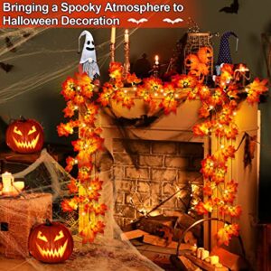 [ Timer & Thicker Leaves ] 3 Pack Fall Garland Lights Fall Decoration Home Total 120 Leaves 60LED 30Ft Waterproof Battery Powered Two Leaves Paired with each Bright LED Halloween Thanksgiving Decor