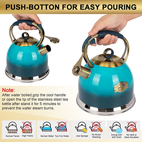 Tea Kettle -3.0 Quart Tea Kettles Stovetop Whistling Teapot Stainless Steel Tea Pots for Stove Top Whistle Tea Pot