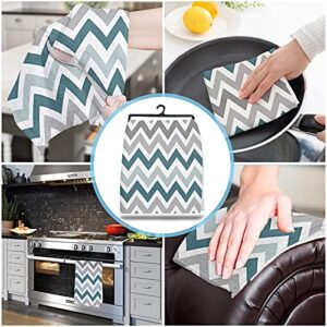 Big buy store Geometric Chevron Zig Zag Pattern Kitchen Dish Towels, Soft Lightweight Microfiber Absorbent Decorative Hand Towel Blue Green Gray Tea Towel Guest Towel for Kitchen Bathroom 18x28in