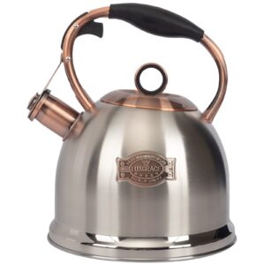 whistling stovetop tea kettle food grade stainless steel, hot water fast to boil for stove top-3.0q