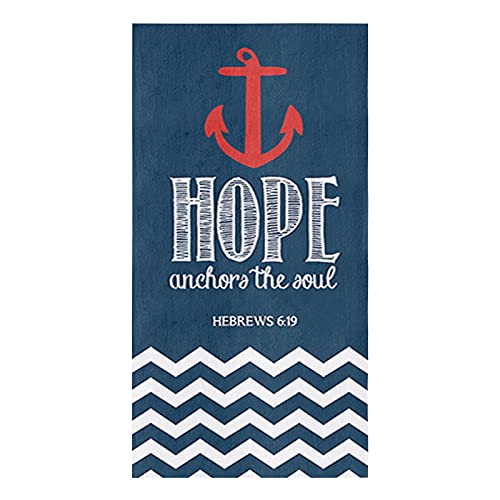 Big buy store Hope Achor Kitchen Dish Towels, Soft Lightweight Microfiber Absorbent Decorative Hand Towel Whte Navy Blue Chevron Zig Zag Tea Towel Guest Towel for Kitchen Bathroom 18x28in