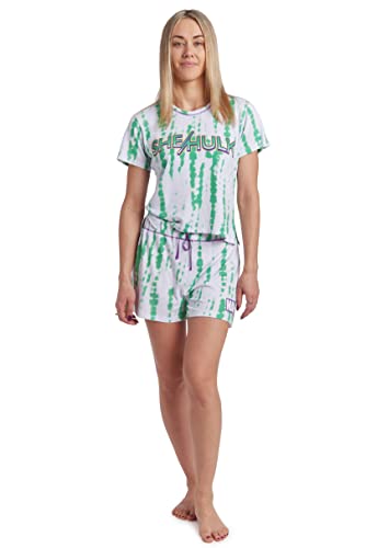 Marvel She Hulk Womens Pullover Pajama Shirt and Shorts Sleep Set Tie Dye Multicolor Large