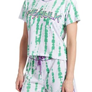 Marvel She Hulk Womens Pullover Pajama Shirt and Shorts Sleep Set Tie Dye Multicolor Large