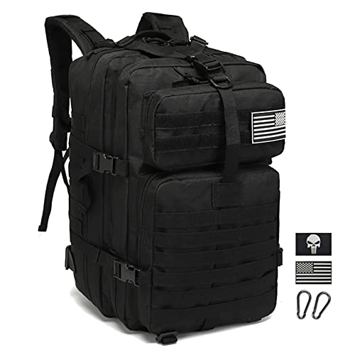 COSCOOA Tactical Military Backpack for Man, 50L Waterproof Army Pack Rucksack Hiking Laptop Backpack 3 Day Bug Out Bag, Includes Two Flags and Two Carabiner