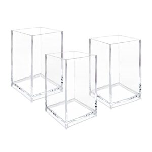 newkita 3 pack clear acrylic cosmetic pencil pen holder cup, clear makeup brush holder, desk acrylic brushes storage