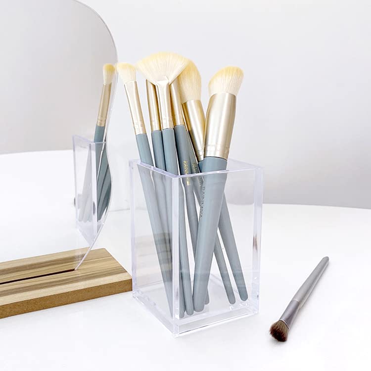 Newkita 3 Pack Clear Acrylic Cosmetic Pencil Pen Holder Cup, Clear Makeup Brush Holder, Desk Acrylic Brushes Storage