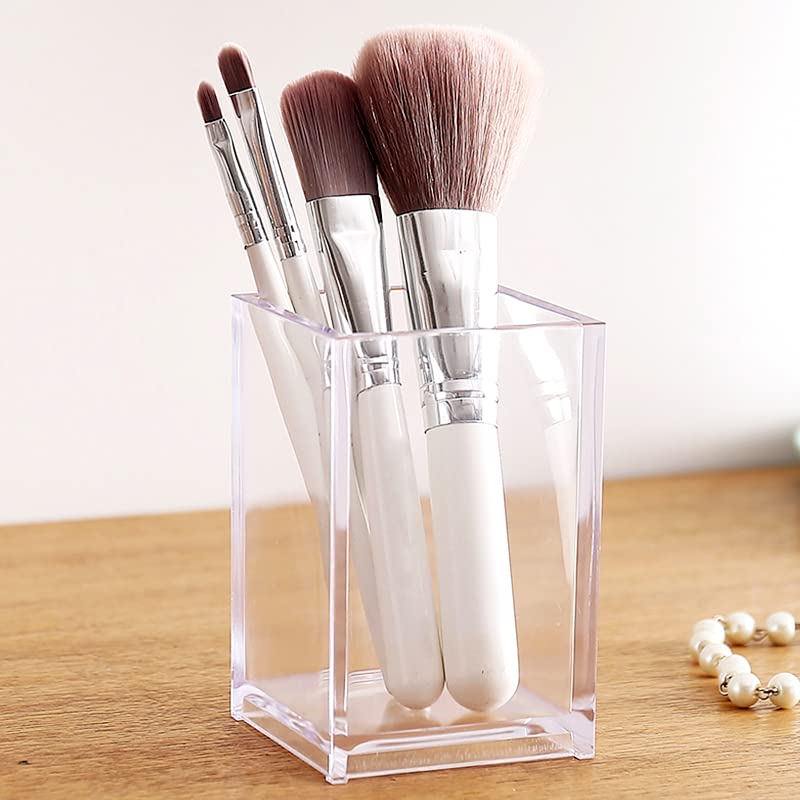 Newkita 3 Pack Clear Acrylic Cosmetic Pencil Pen Holder Cup, Clear Makeup Brush Holder, Desk Acrylic Brushes Storage