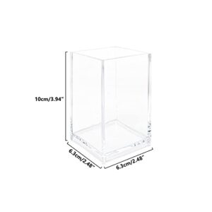 Newkita 2 Pack Clear Acrylic Pencil Pen Holder Cup, Clear Makeup Brush Holder, Acrylic Cosmetic Brushes Storage