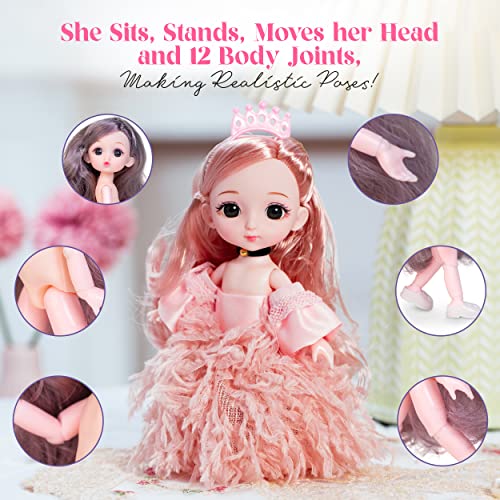 Princess Toys for Girls Age 3 4 5 6 | Mini Princess Dolls - Gift for Girls | 3 Little Princess Figurines with Tiaras, Hair & Accessories | Set for 3+ Year Old Girls | Compatible with Doll Houses