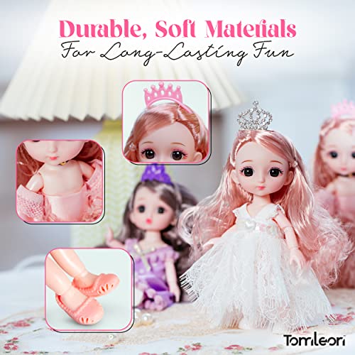 Princess Toys for Girls Age 3 4 5 6 | Mini Princess Dolls - Gift for Girls | 3 Little Princess Figurines with Tiaras, Hair & Accessories | Set for 3+ Year Old Girls | Compatible with Doll Houses