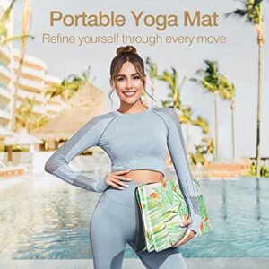 Homaisson Folding Travel Yoga Mat: 4mm Extra Thick Yoga Mat for Women|Non-Slip TPE High-Density Breathable Pro Yoga Mat for Men Foldable Print Graphic Fitness Mat - 72"L x 24"W Workout Mat for Yoga Pilates Floor Exercises