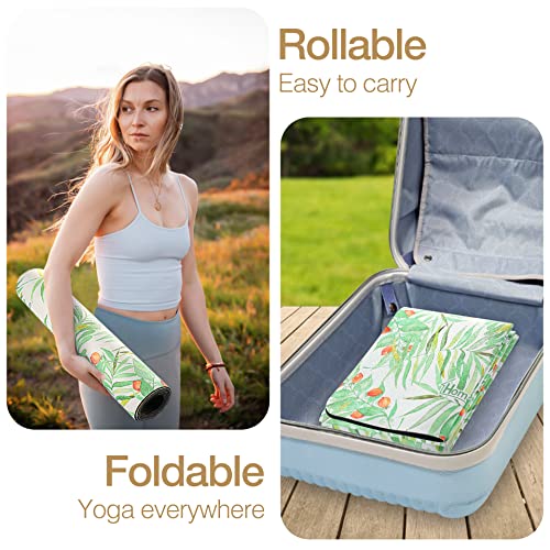 Homaisson Folding Travel Yoga Mat: 4mm Extra Thick Yoga Mat for Women|Non-Slip TPE High-Density Breathable Pro Yoga Mat for Men Foldable Print Graphic Fitness Mat - 72"L x 24"W Workout Mat for Yoga Pilates Floor Exercises