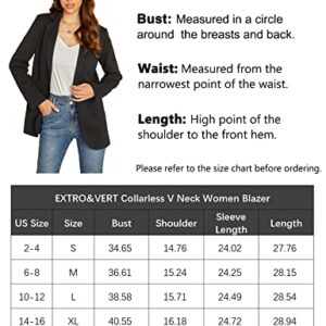 EXTRO&VERT Blazer Jackets for Women Single Button Long Sleeve Patch Pocket Suit for Work Casual White