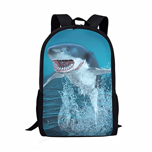 Uourmeti Cool Shark Backpack for School Boys Bookbags Middle Elementary School Book Bags Heavy Duty Big Teens Kids Schoolbags Lightweight Back Packs