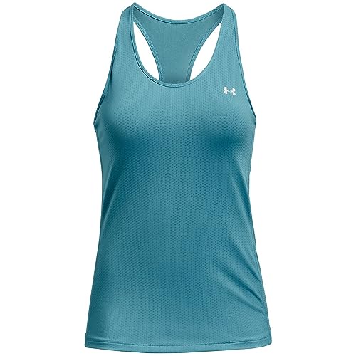 Under Armour Women's Standard HeatGear Racer Tank, (433) Glacier Blue / / Iridescent, Medium