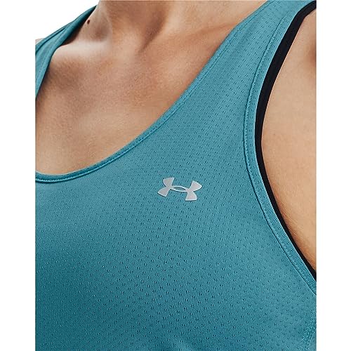 Under Armour Women's Standard HeatGear Racer Tank, (433) Glacier Blue / / Iridescent, Medium