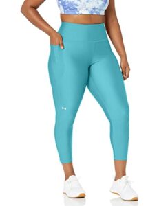 under armour women's standard heatgear high waisted ankle no-slip leggings, (433) glacier blue / / white, large