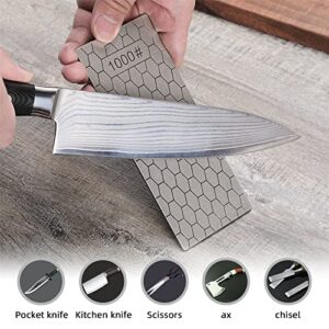 4 Pieces Diamond Sharpening Stone Fifchall Honing Stone Diamond Stone Lapping Plate Fine Coarse Bench Stone for Kitchen Sharpening Blade Blunt Chisel, 400, 600, 1000, 1200 Grit, with Angle Guide