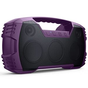 ipx7 waterproof bluetooth speaker, 40w portable wireless speaker, 32h playtime, stereo loud sound, deep bass, outdoor speaker with handle, bluetooth 5.0, built-in mic, for party,pool, camping-purple