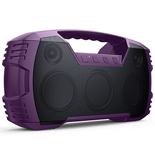 IPX7 Waterproof Bluetooth Speaker, 40W Portable Wireless Speaker, 32H Playtime, Stereo Loud Sound, Deep Bass, Outdoor Speaker with Handle, Bluetooth 5.0, Built-in Mic, for Party,Pool, Camping-Purple