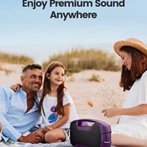 IPX7 Waterproof Bluetooth Speaker, 40W Portable Wireless Speaker, 32H Playtime, Stereo Loud Sound, Deep Bass, Outdoor Speaker with Handle, Bluetooth 5.0, Built-in Mic, for Party,Pool, Camping-Purple