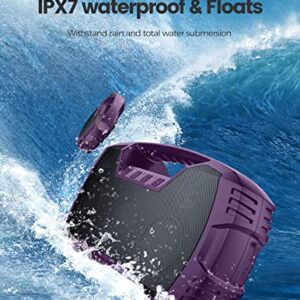 IPX7 Waterproof Bluetooth Speaker, 40W Portable Wireless Speaker, 32H Playtime, Stereo Loud Sound, Deep Bass, Outdoor Speaker with Handle, Bluetooth 5.0, Built-in Mic, for Party,Pool, Camping-Purple